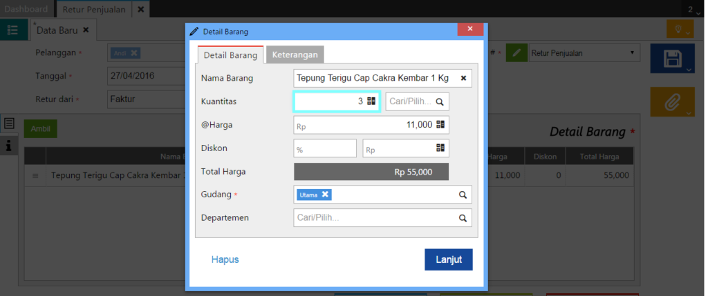 Cara Membuat Retur Penjualan Dari Faktur Kuantitas Sebagian di Accurate ...